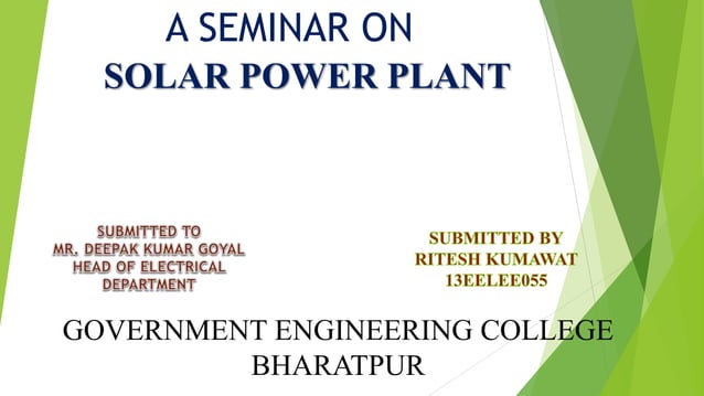 Solar plant ppt by ritesh kumawat | PPTX