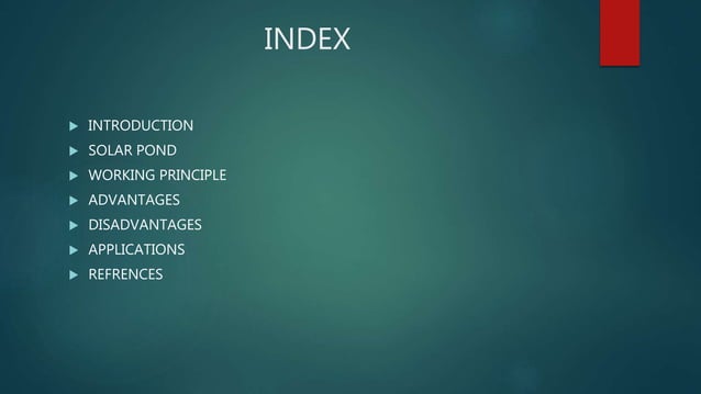 Solar ponds and its applications | PPTX