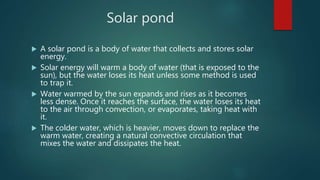 Solar ponds and its applications | PPTX