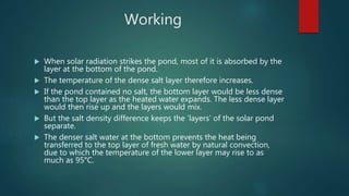 Solar ponds and its applications | PPTX