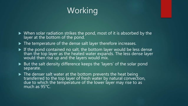 Solar ponds and its applications | PPTX