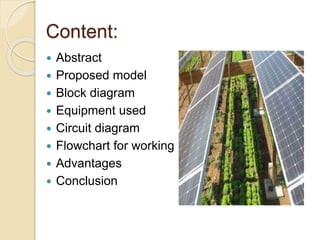 Solar power auto irrigation system | PPTX