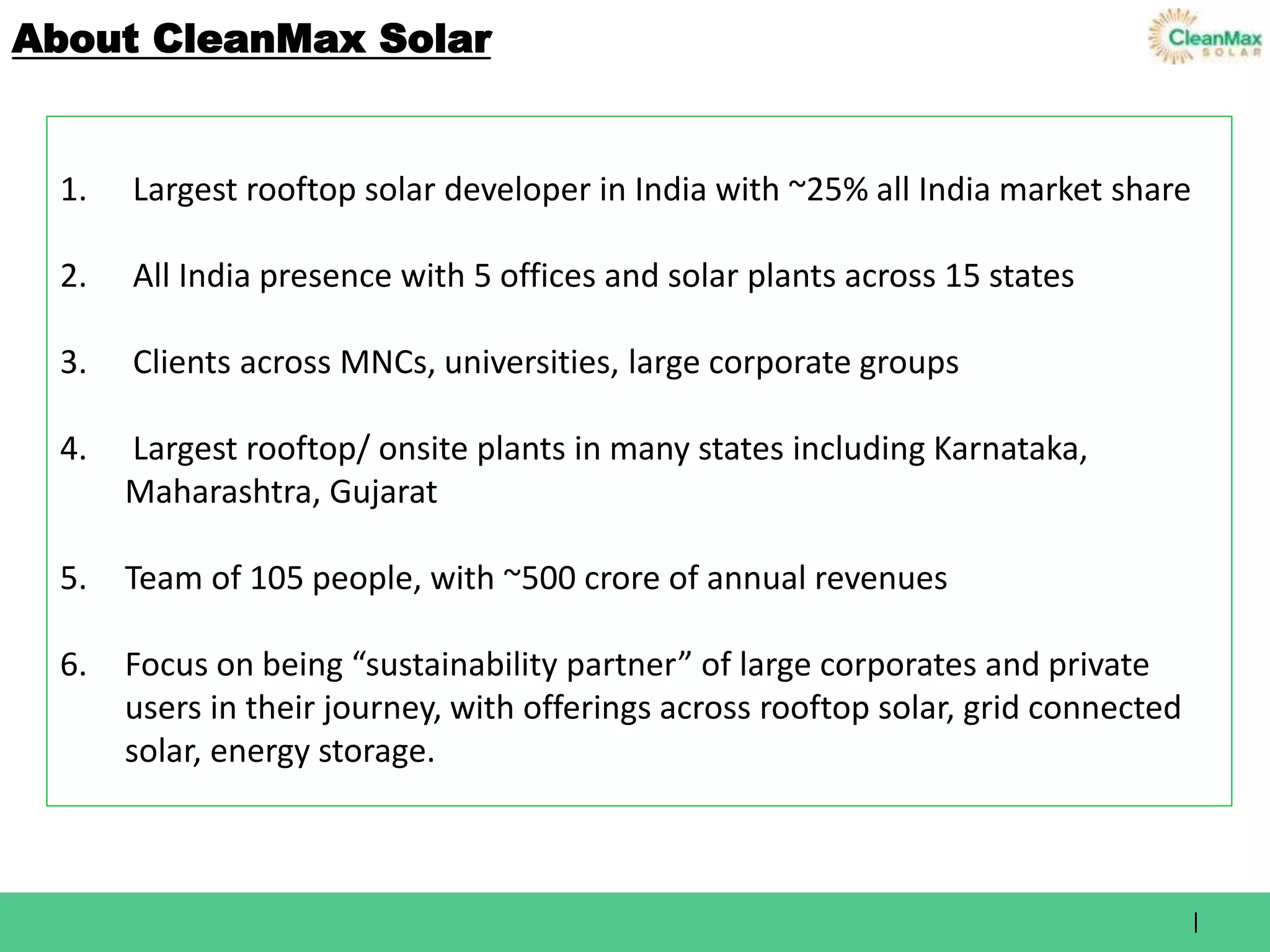 Solar Power Company Cleanmax | PPT