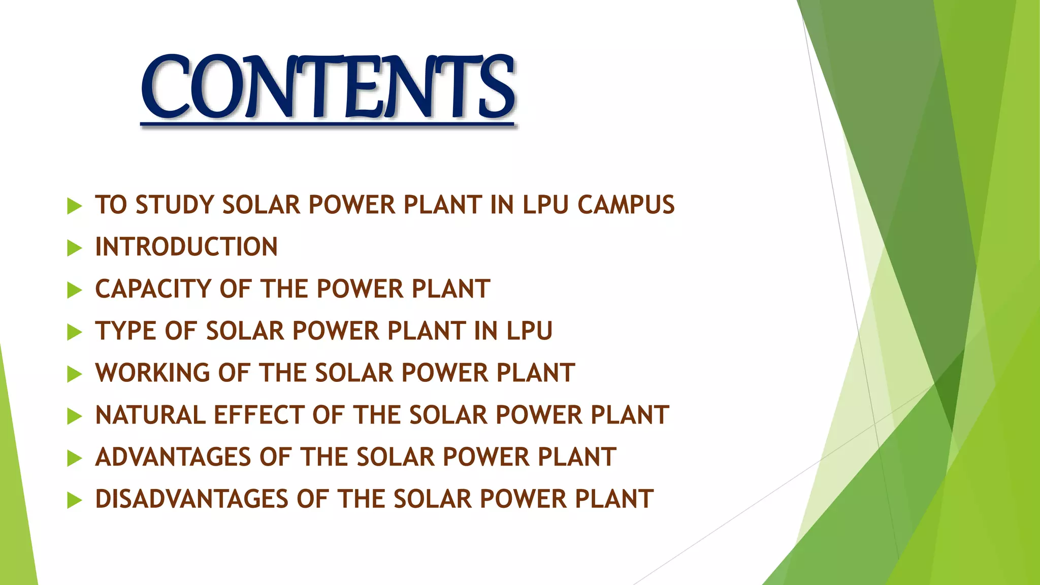 Solar power plant in LPU | PPTX