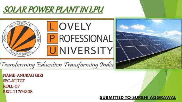 Solar power plant in LPU | PPTX