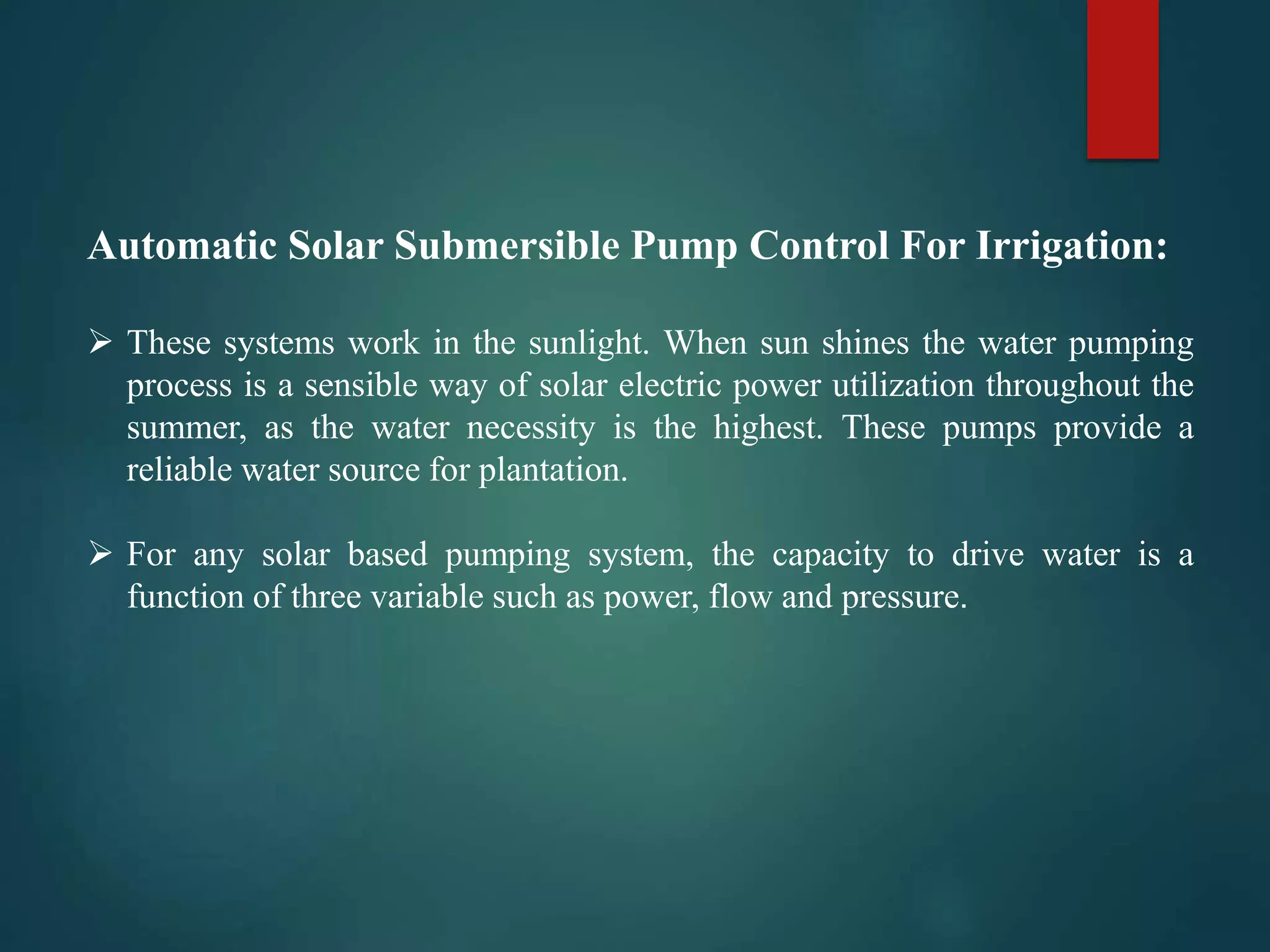 Solar powered auto irrigation system (2) | PPTX