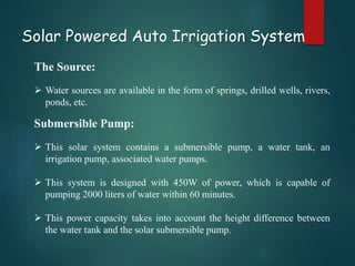 Solar powered auto irrigation system (2) | PPTX