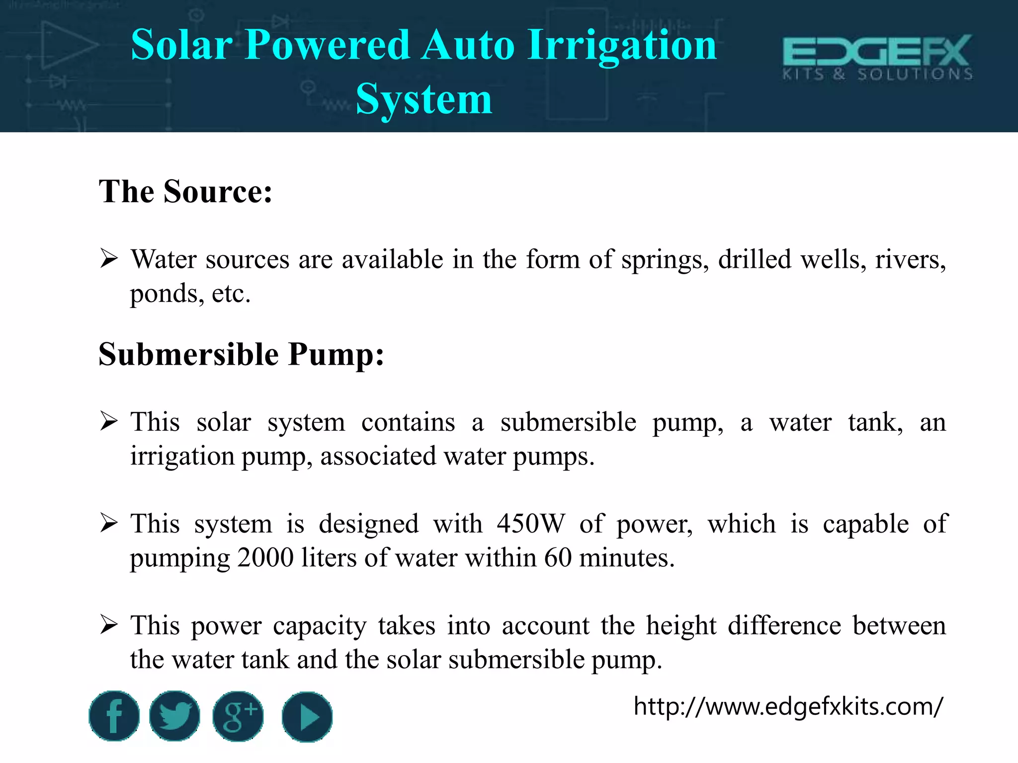 Solar Powered Auto Irrigation System | PPTX