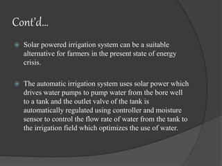 Solar powered automatic irrigation system | PPTX
