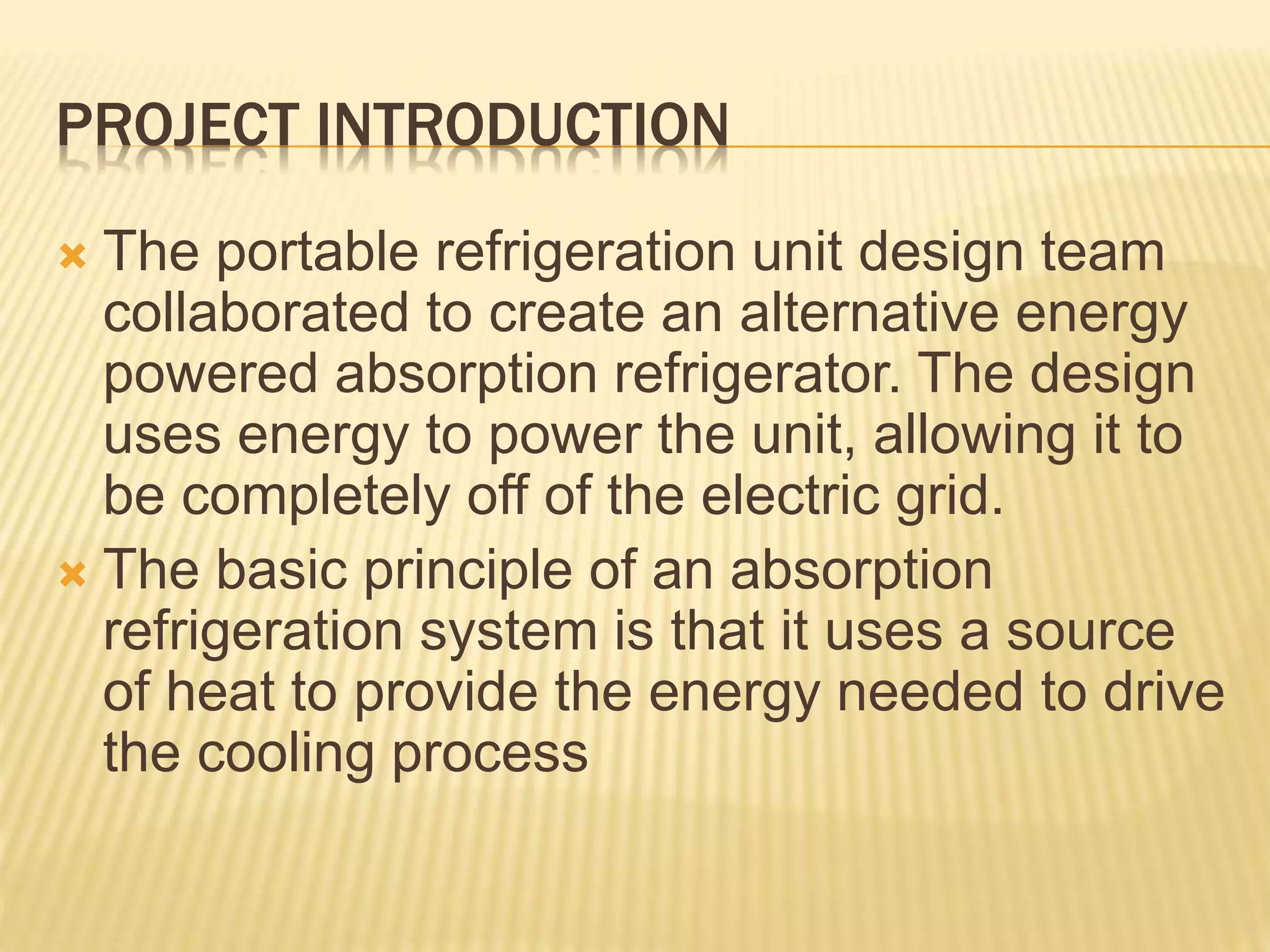Solar powered compressor less refridgerator system | PPT