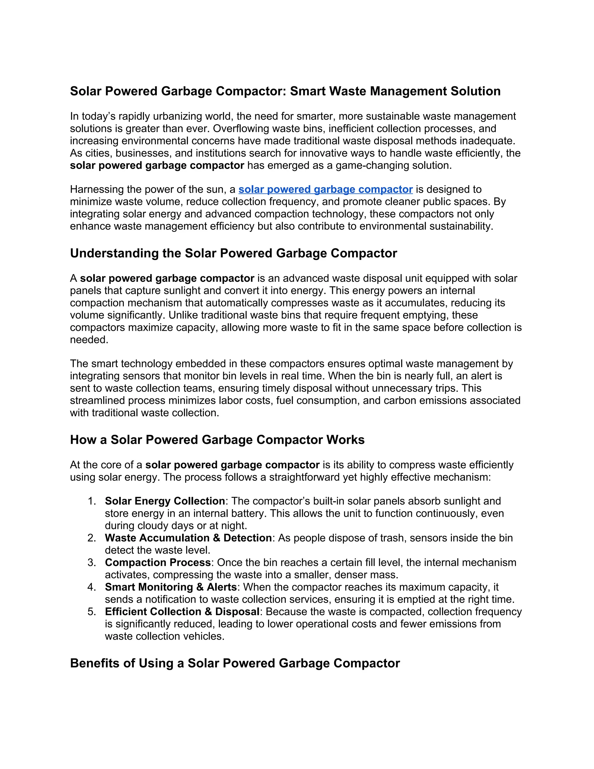 Solar Powered Garbage Compactor_ Smart Waste Management Solution.docx