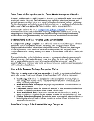 Solar Powered Garbage Compactor_ Smart Waste Management Solution.docx