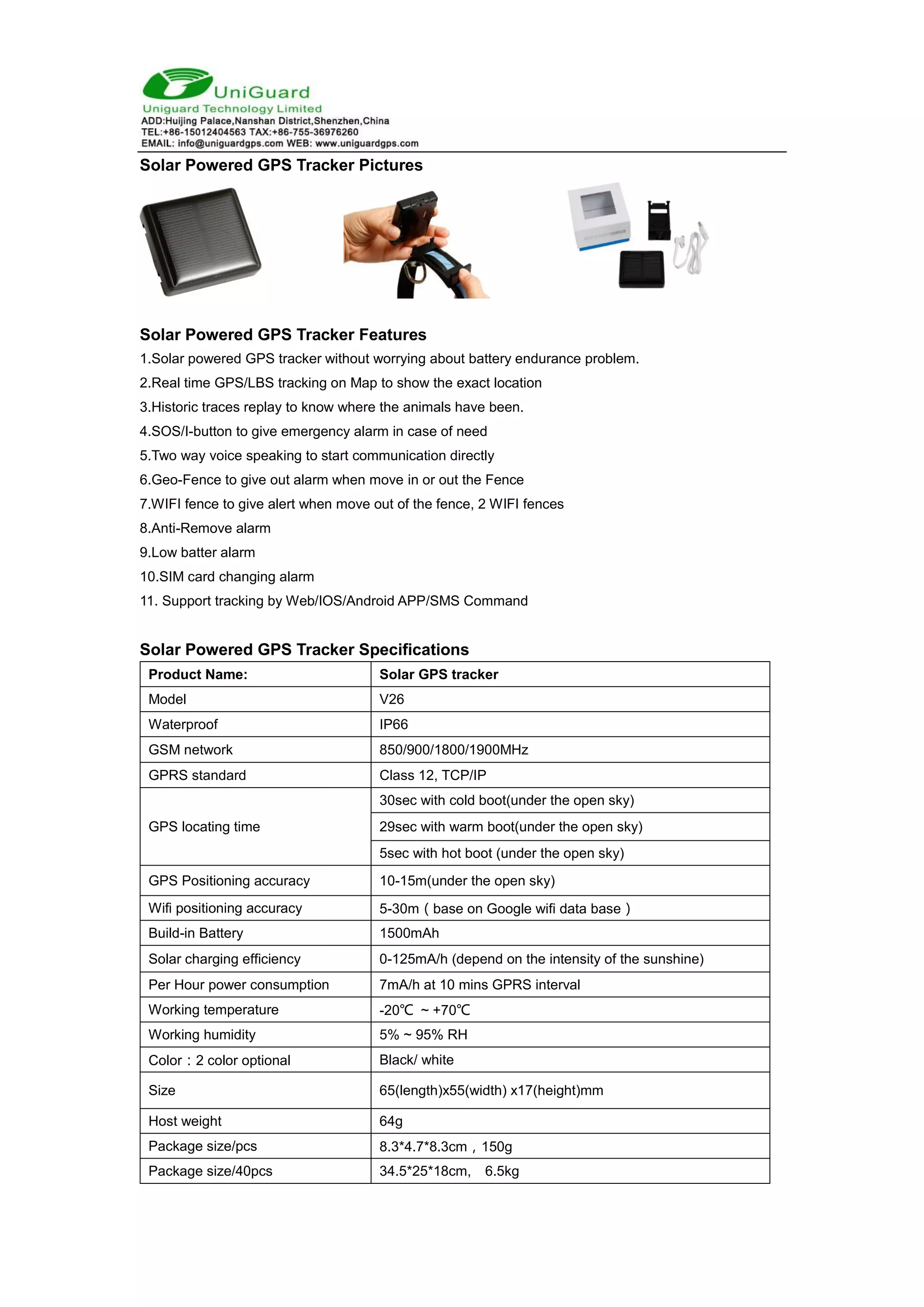 Solar powered gps tracker specs | PDF