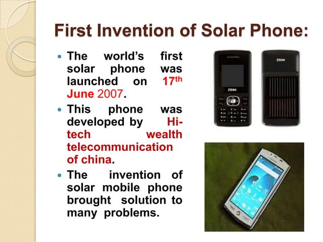Solar power enabled mobile phones technology | PPT