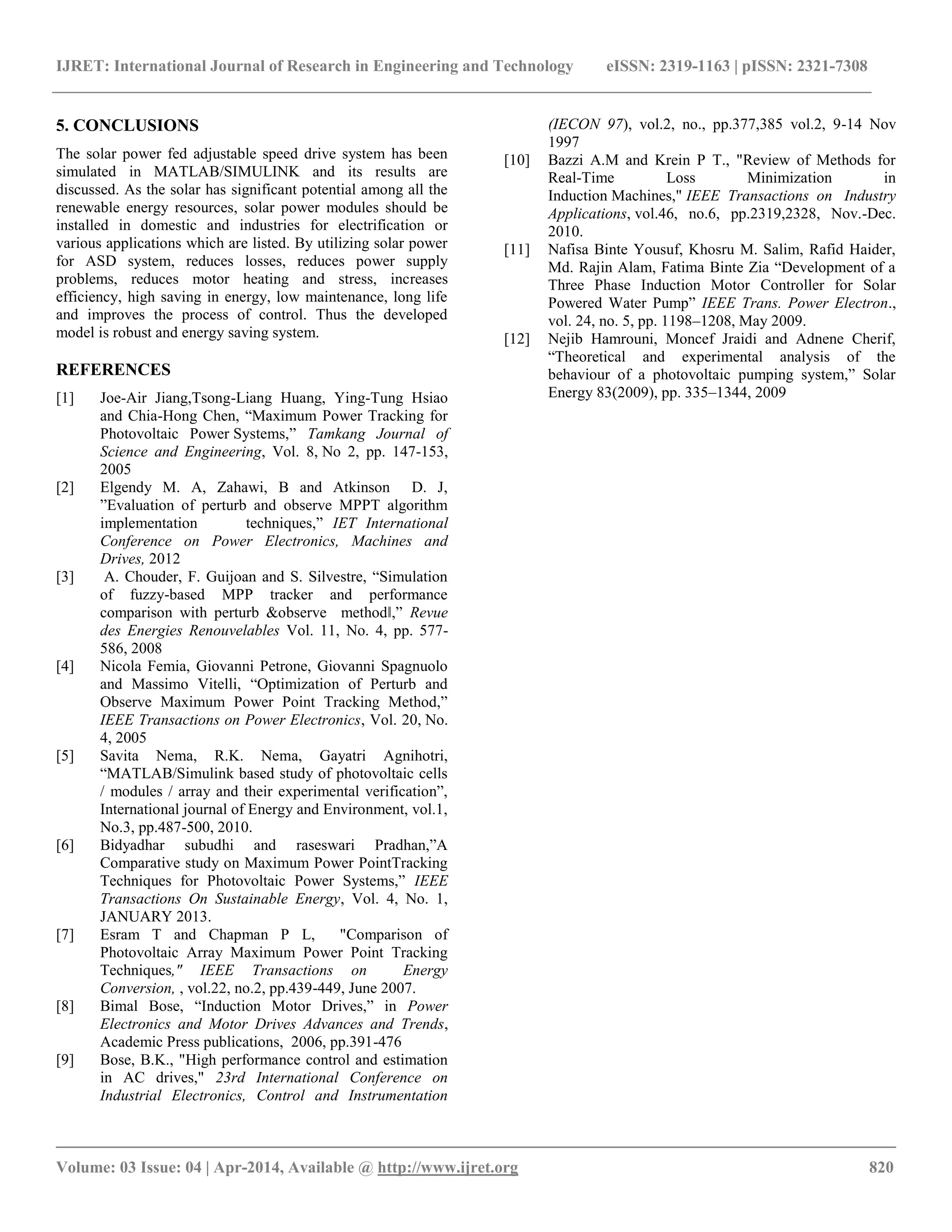 Solar power fed adjustuable speed drive system | PDF