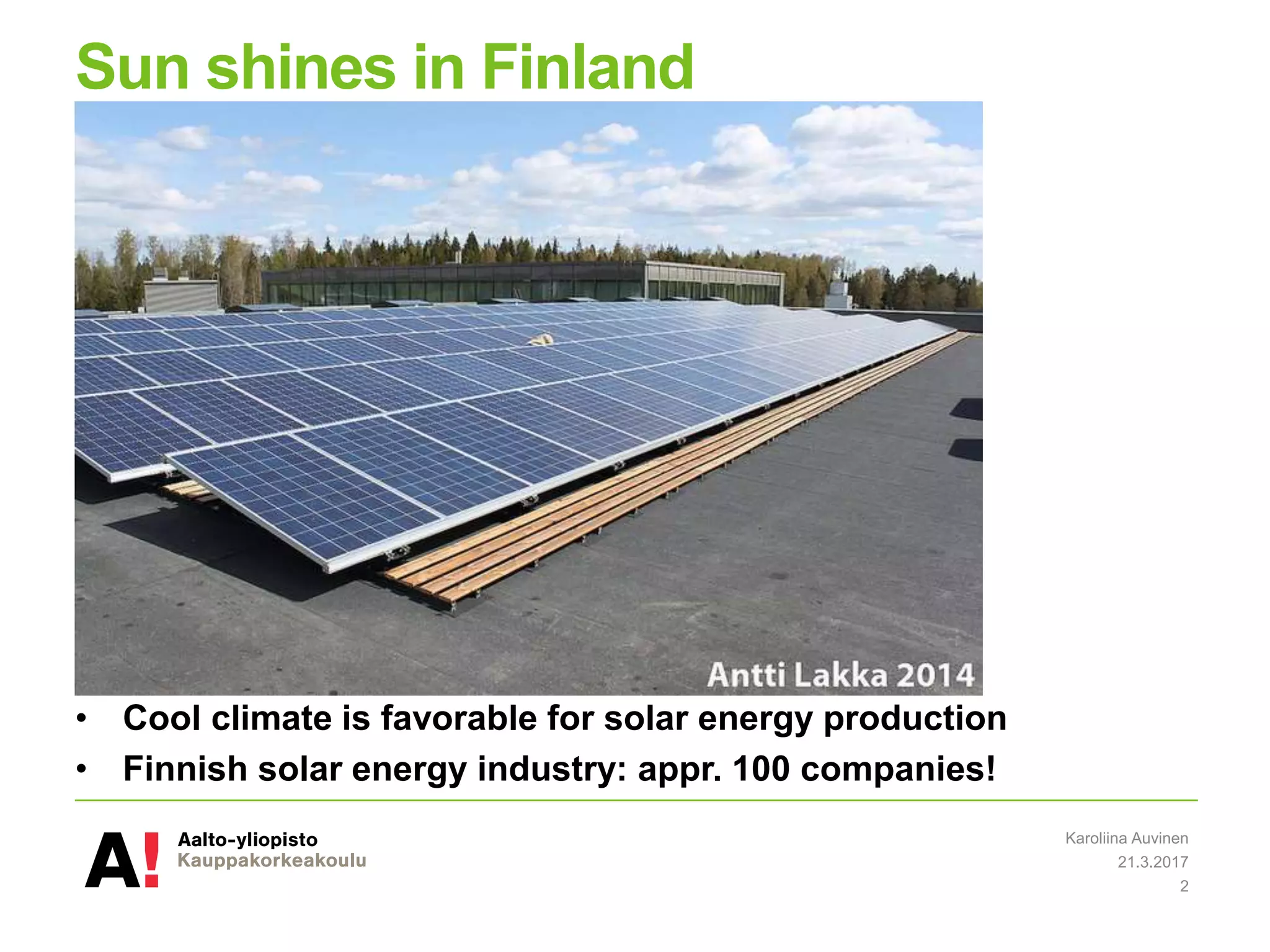 Solar power in Finland 2016-2017 | PPT