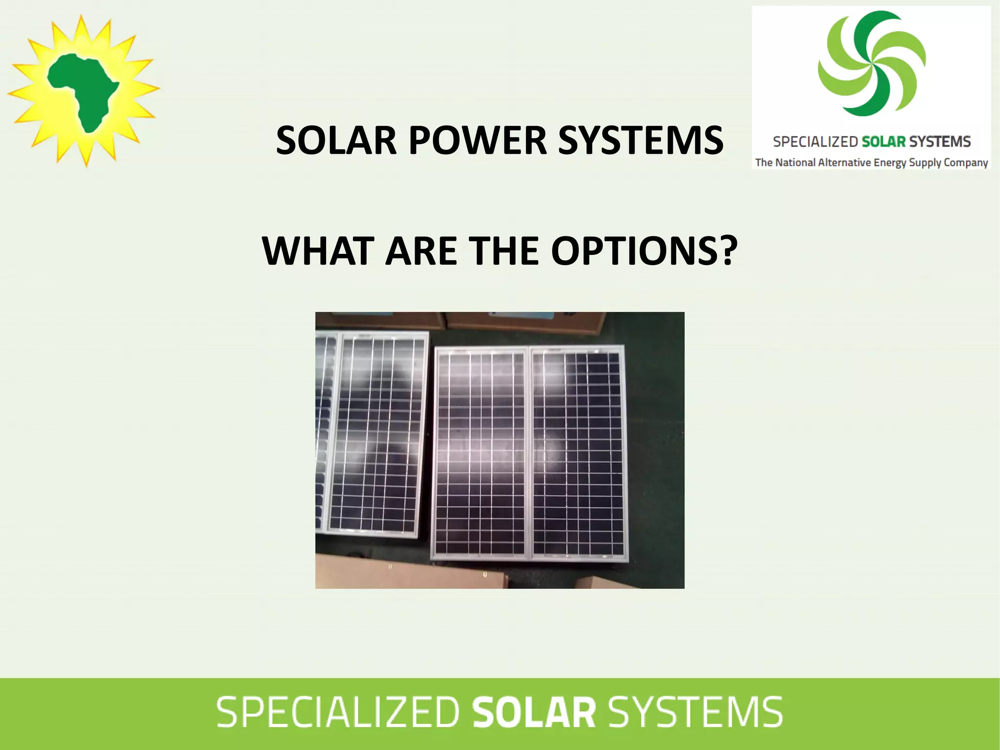 Solar power options – Ed Hill – Specialised Solar Systems | PPT