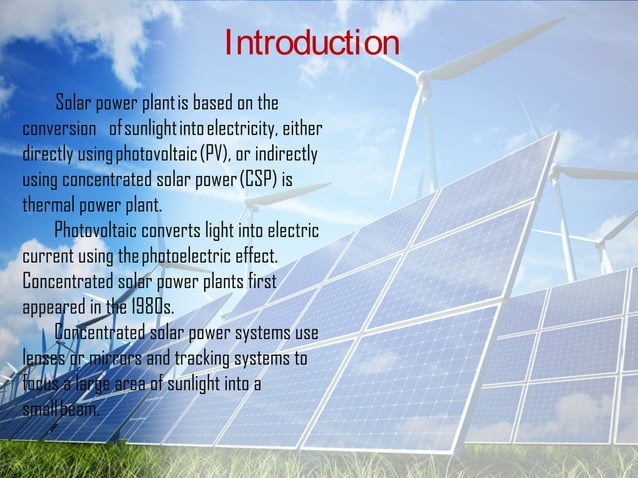 Solar power plant | PPT | Physics | Science