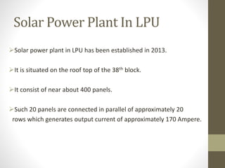 Solar power plant in LPU | PPT