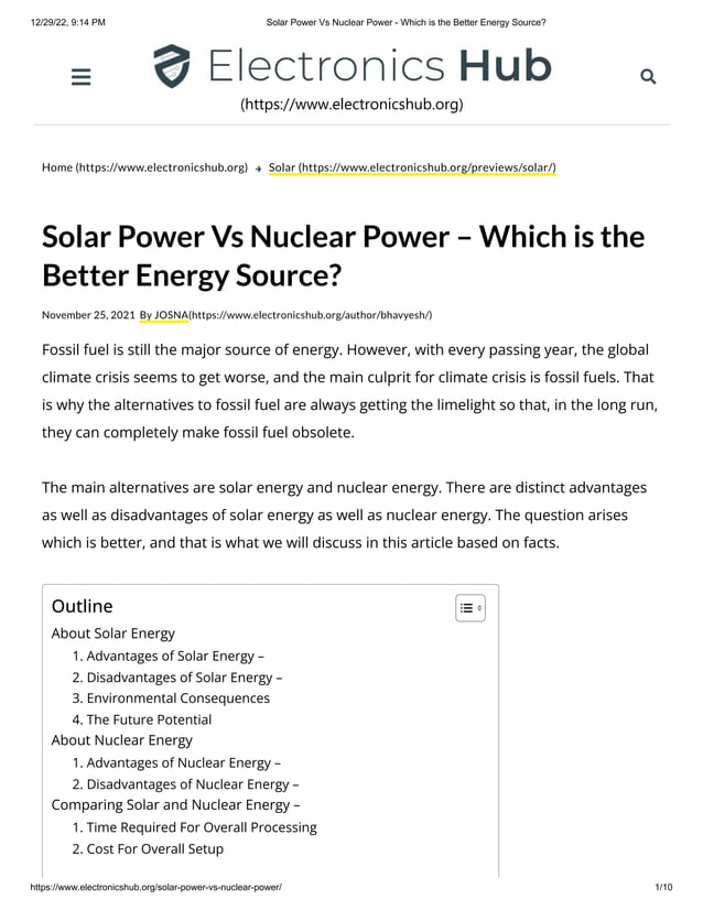 Solar Power Vs Nuclear Power - Which is the Better Energy Source_.pdf | Power and Energy ...