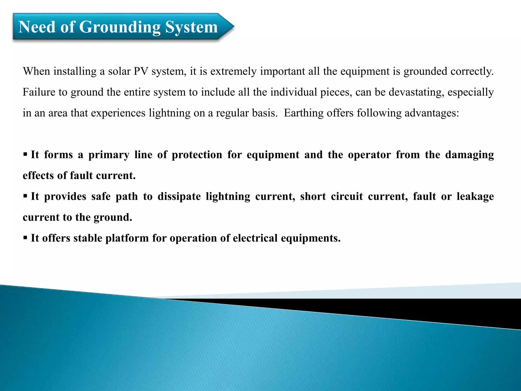 Grounding For Solar/ PV Panels | PPTX