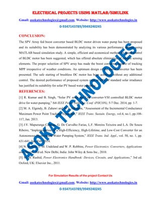 Solar pv array fed brushless dc motor driven water pump | PDF