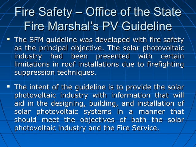 Solar PV fire safety | PPT | Power and Energy Industry | Industries