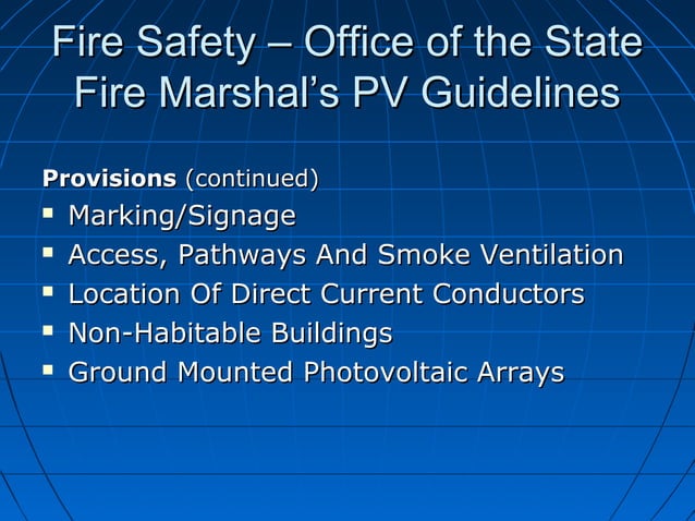 Solar PV fire safety | PPT | Power and Energy Industry | Industries