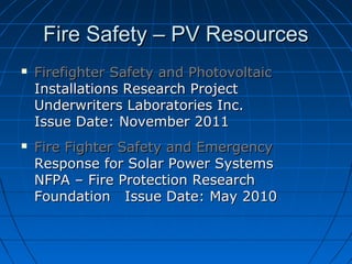 Solar PV fire safety | PPT