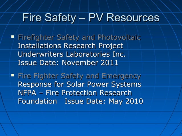 Solar PV fire safety | PPT | Power and Energy Industry | Industries