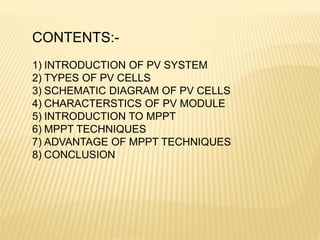 Solar pv system and mppt | PPTX