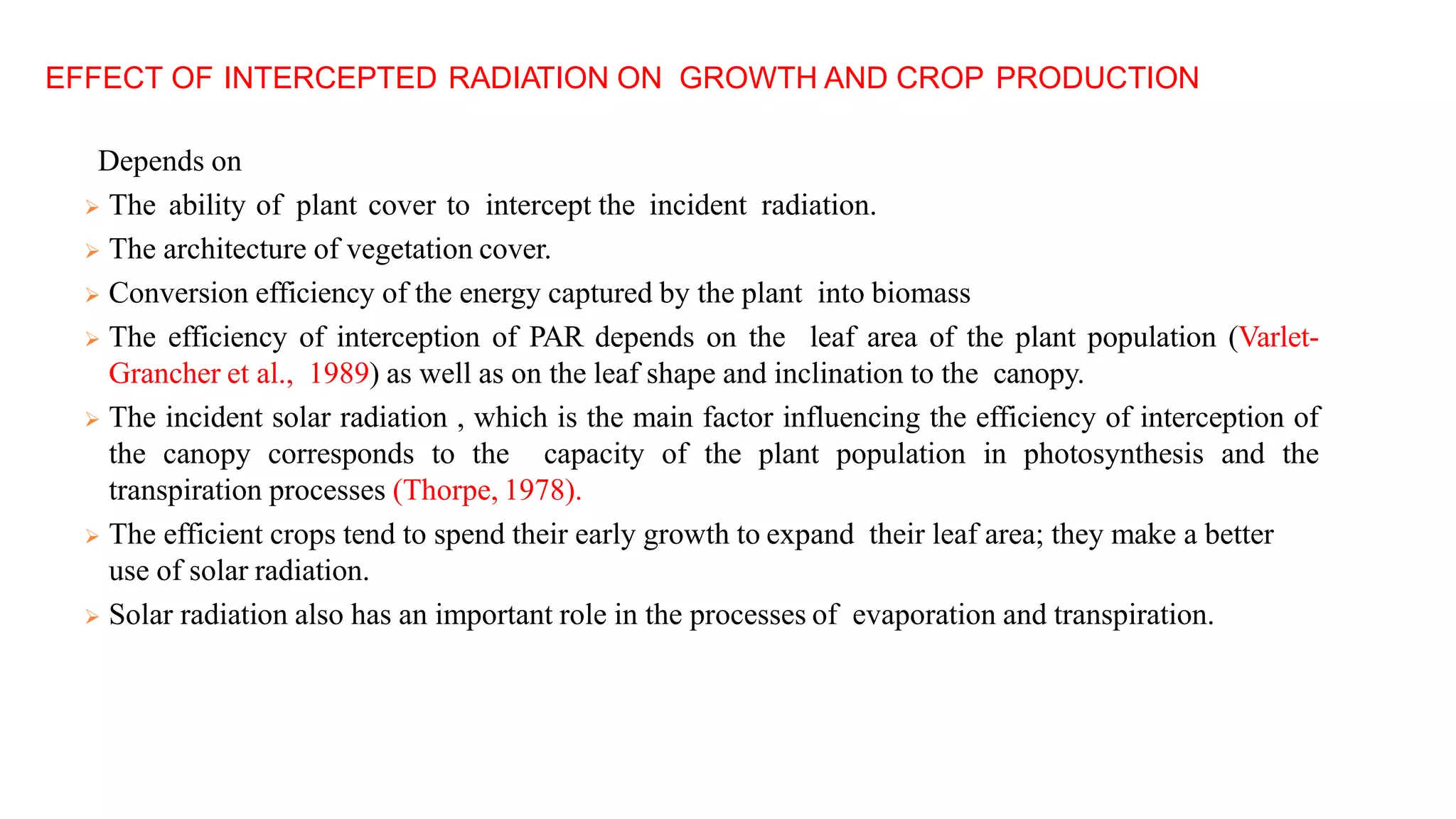 Solar radiation distribution in plant canopies and rue | PPTX