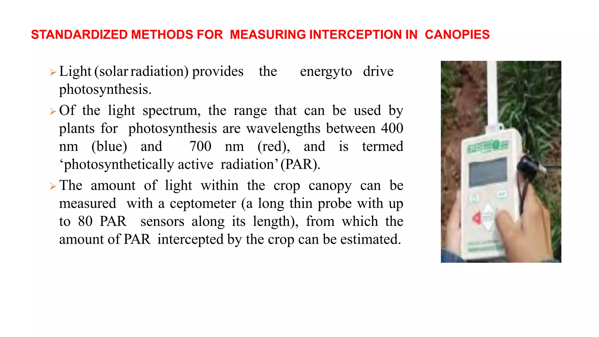 Solar radiation distribution in plant canopies and rue | PPTX