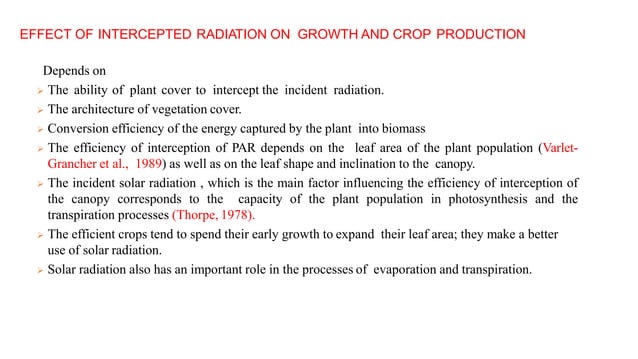 Solar radiation distribution in plant canopies and rue | PPTX | Physics ...