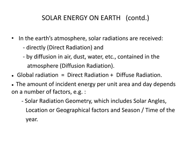 SOLAR RADIATIONS AND ITS GEOMETRY | PPTX | Geography | Science
