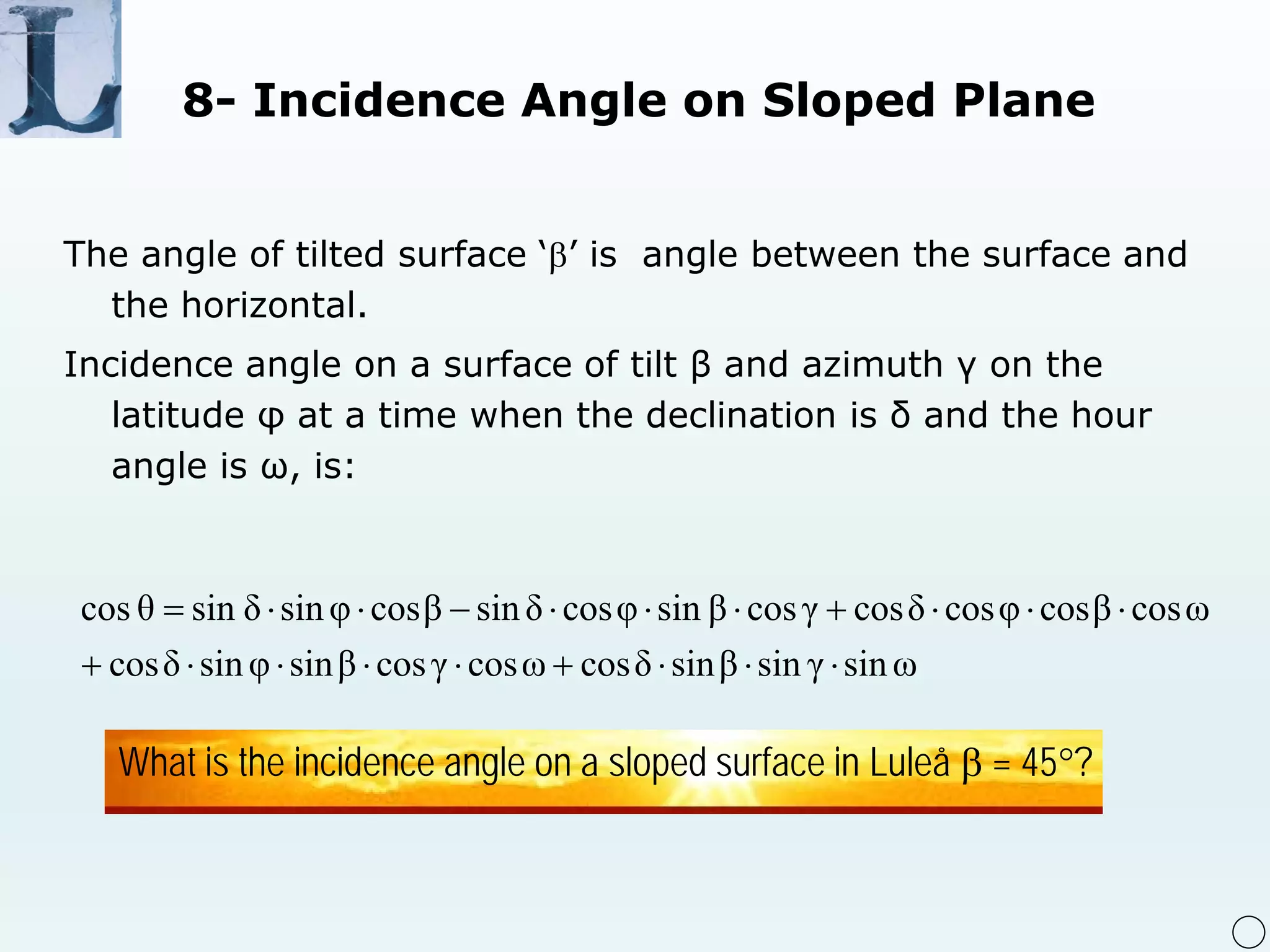 Solar radiation calculation | PDF
