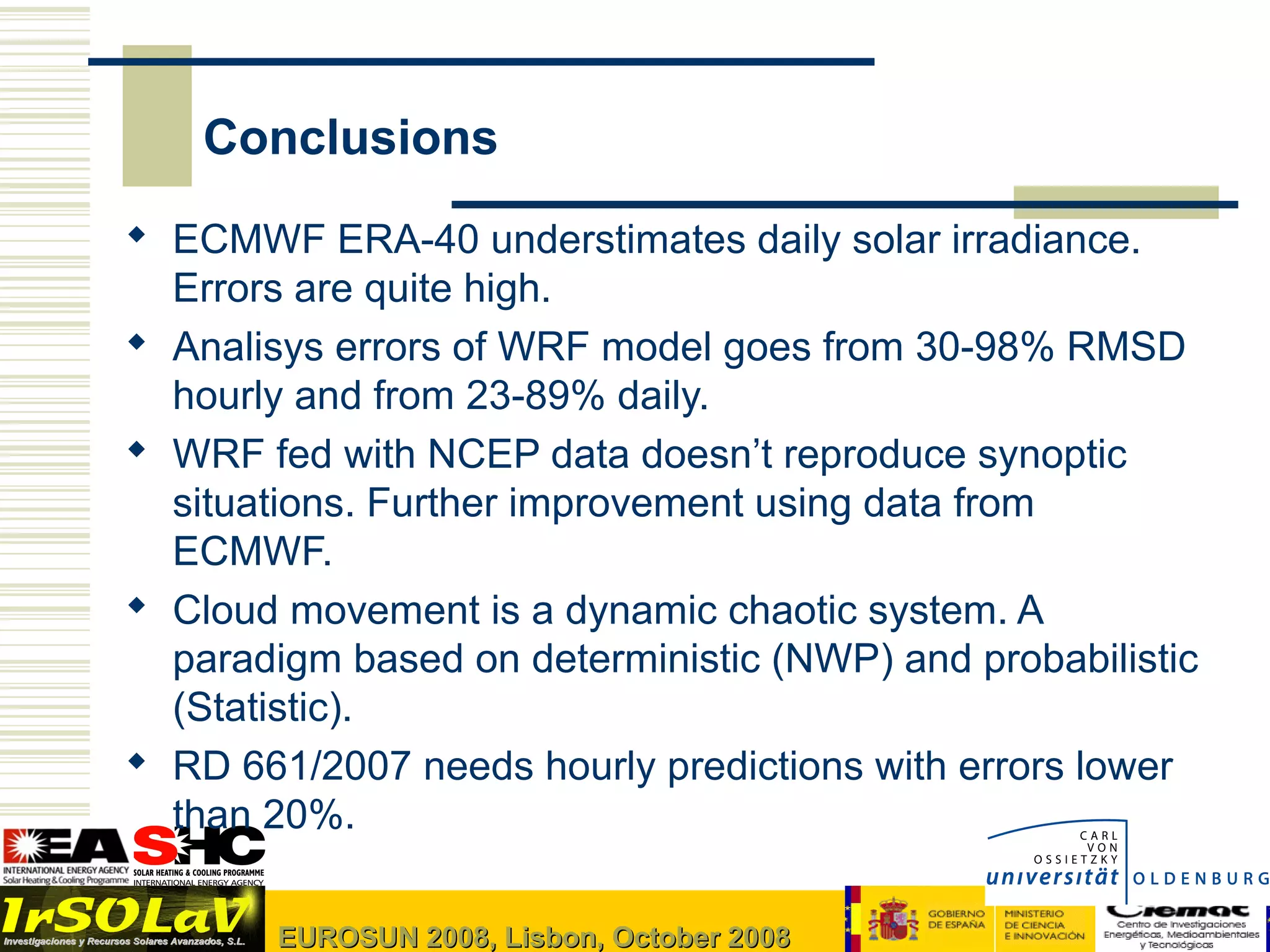 Solar radiation forecasting with wrf model in the iberian peninsula | PPT