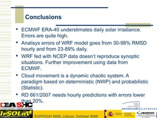Solar radiation forecasting with wrf model in the iberian peninsula | PPT