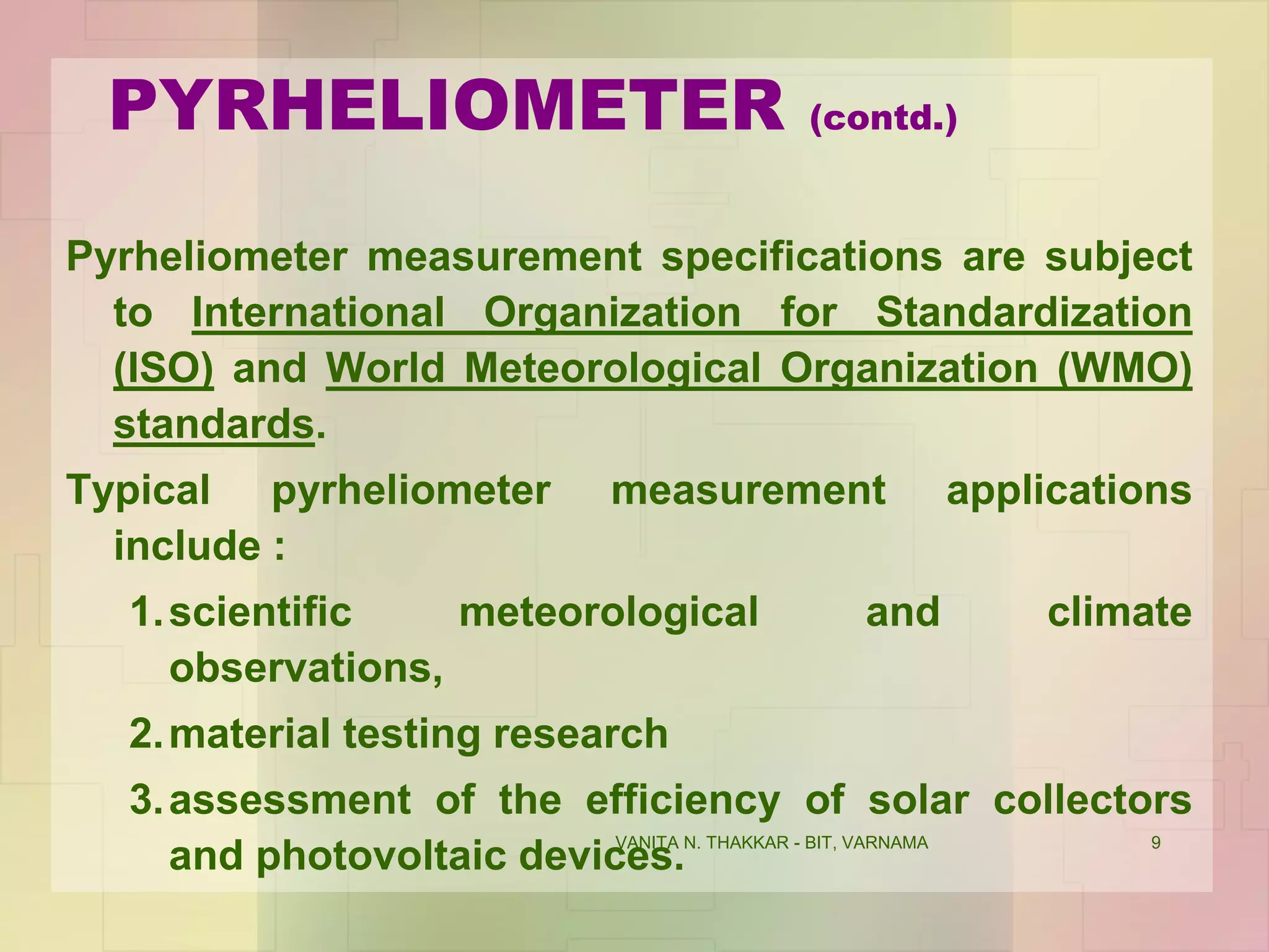 SOLAR RADIATION MEASUREMENT | PDF
