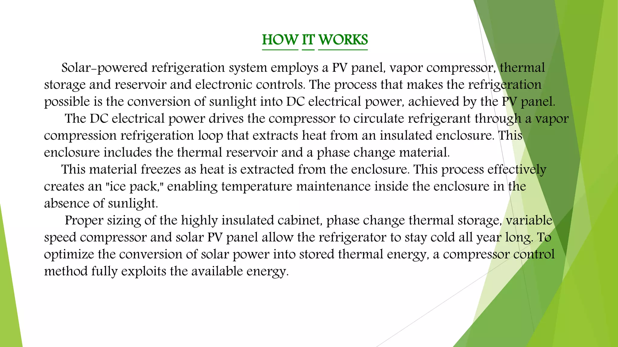 SOLAR REFRIGERATION SYSTEM | PPTX