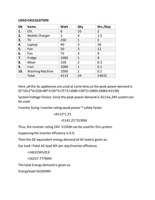 A report on Solar Load Calculation | DOCX