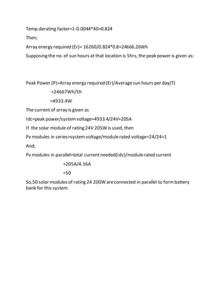 A report on Solar Load Calculation | DOCX