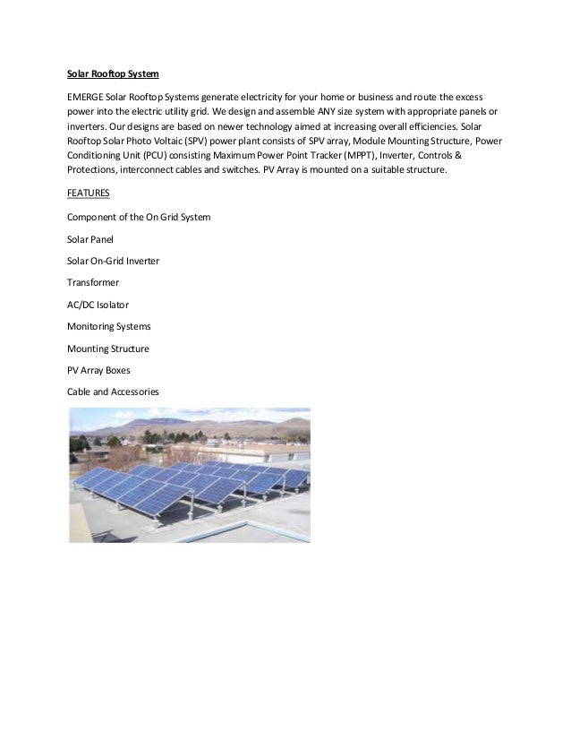 Solar rooftop system