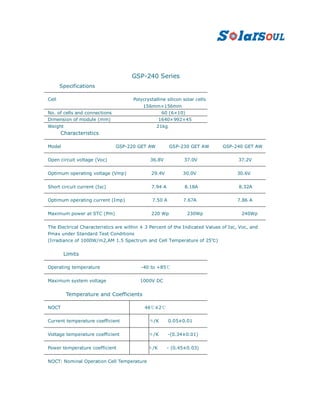 Solarsoul Solar Modules | PDF