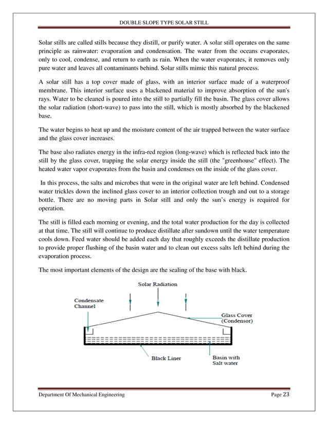 Solar still project report | PDF