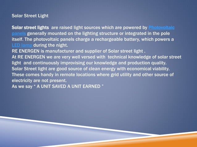 Solar street light | PPTX