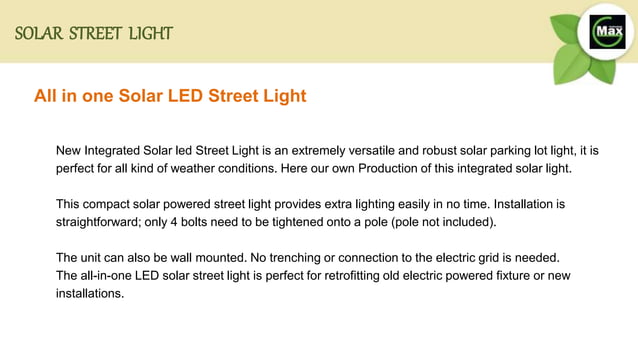 Solar street light | PPT