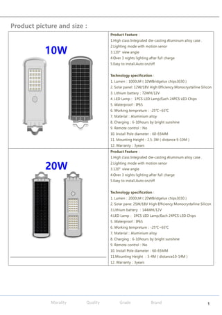 Solar street light datasheet | PDF