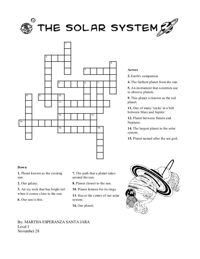 Solar System Crossword Puzzle Printable Solar System Crossword Puzzle Printable