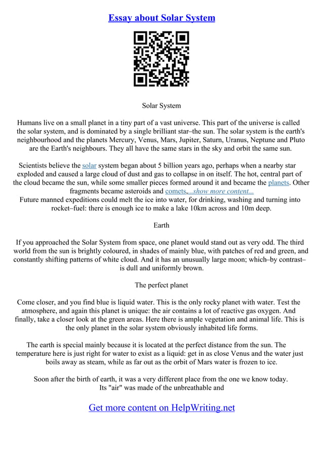 Solar System Essay | PDF
